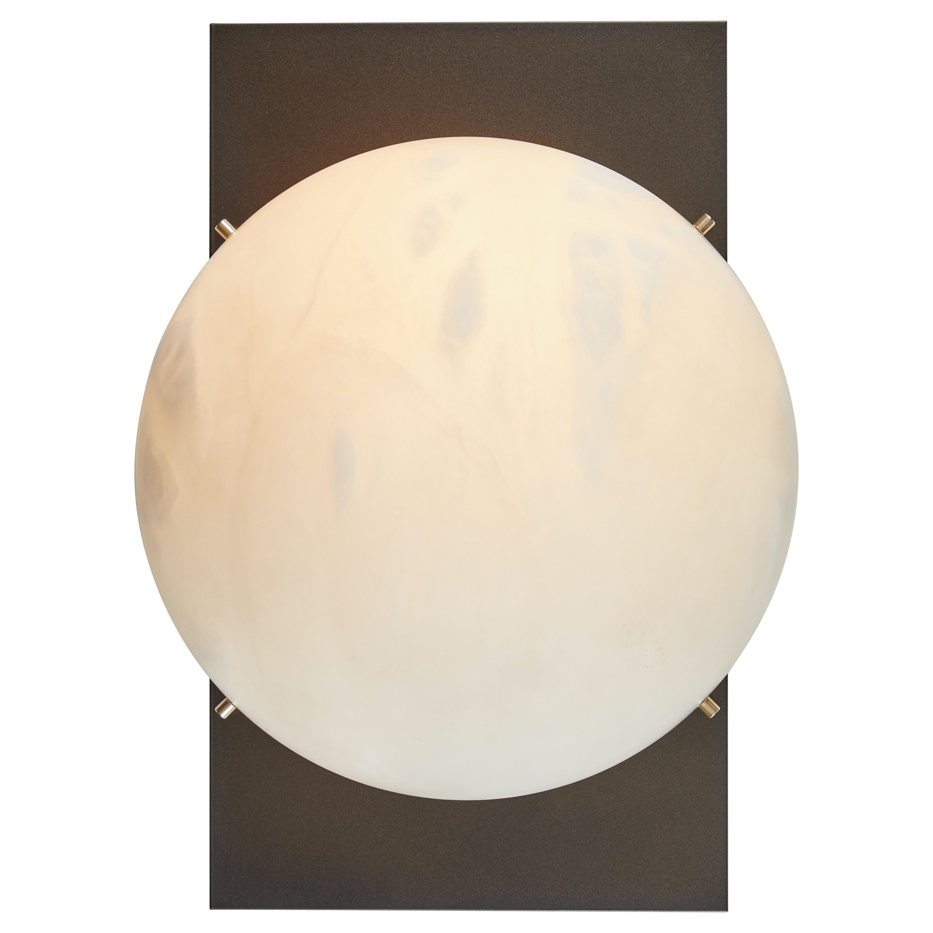 Levante Alabaster and Bronze Round Sconce For Sale at 1stDibs