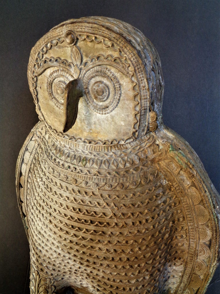 Large Zinc Metal Owl Sculpture, Circa 1900 For Sale at 1stDibs