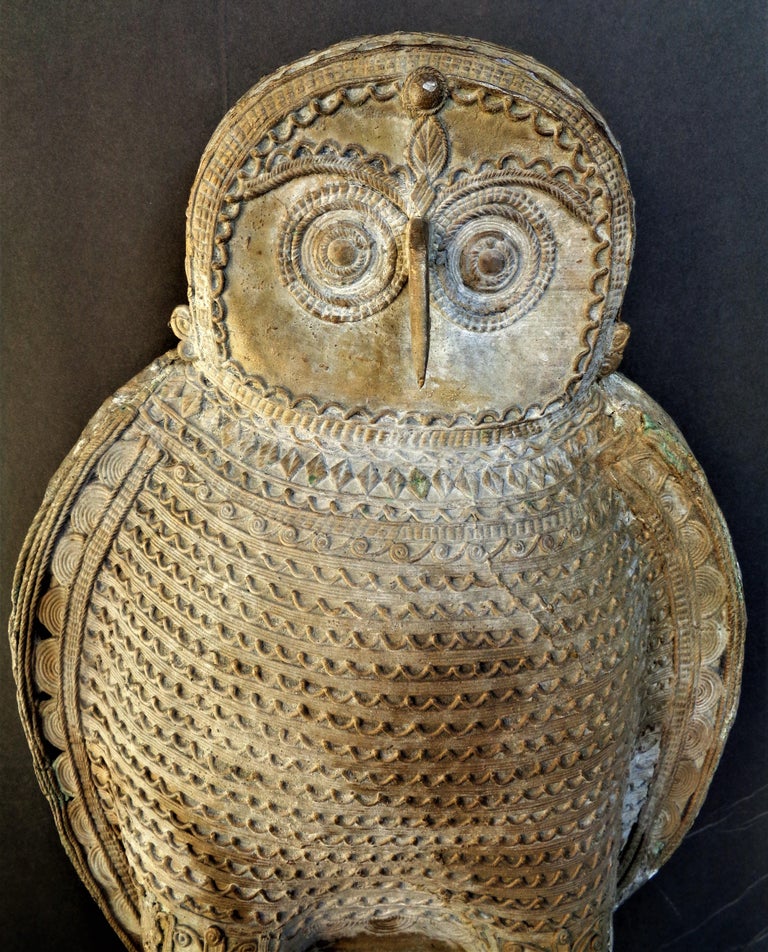 Large Zinc Metal Owl Sculpture, Circa 1900 For Sale at 1stDibs