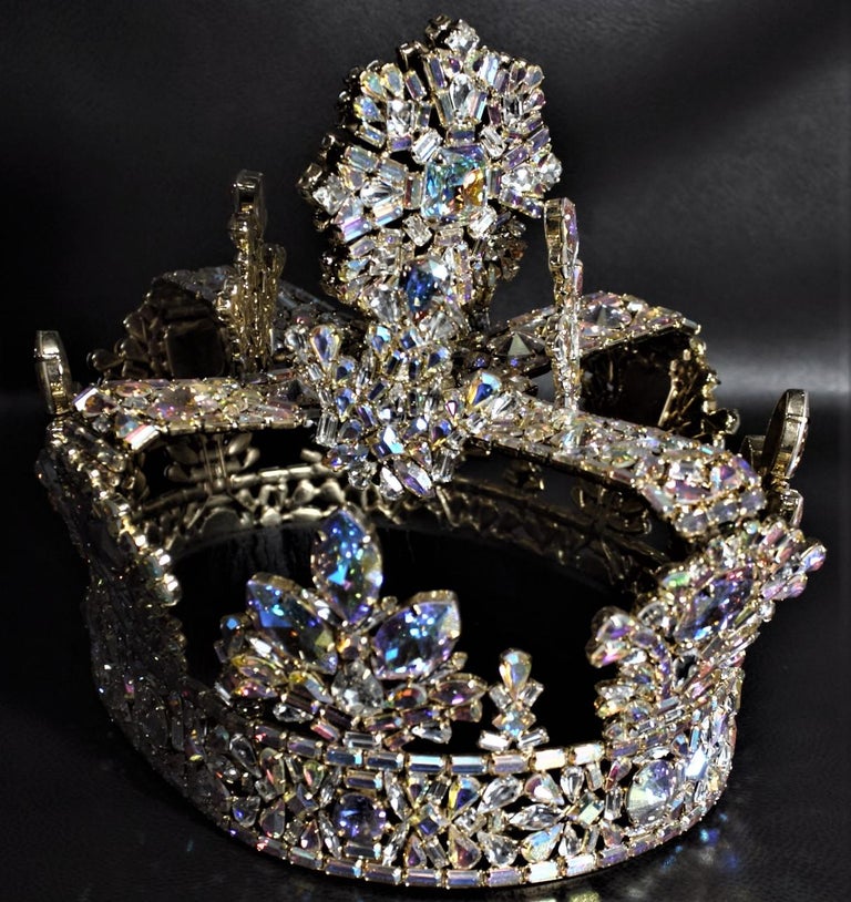 Large and Very Elaborate Costume Jewelry Prong Set AB Clear Rhinestone ...