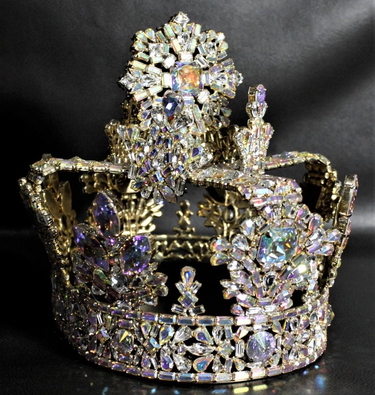 Large and Very Elaborate Costume Jewelry Prong Set AB Clear Rhinestone ...