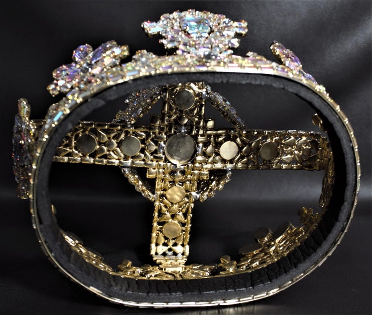 Large and Very Elaborate Costume Jewelry Prong Set AB Clear Rhinestone ...