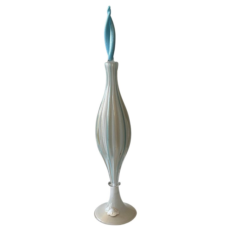 Large Vibrant 2 Color Alfredo Barbini Murano Glass Decanter with ...