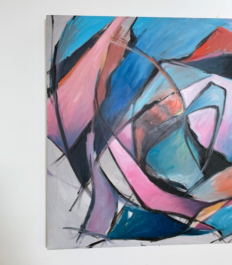 Large Vibrant Abstract Postmodern Painting by Phuc Phan, Dated 1986 For ...