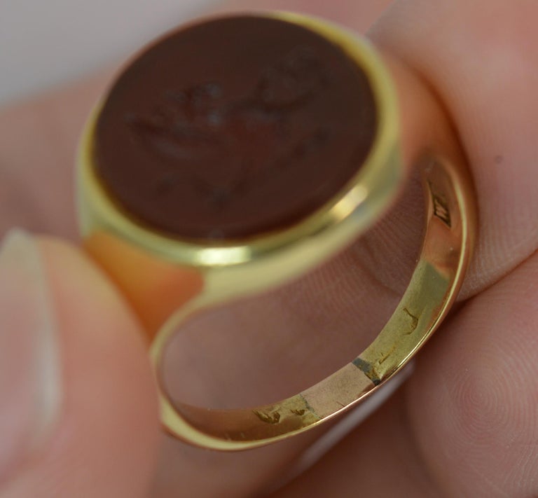 Large Victorian 18 Carat Gold Griffin Intaglio Carnelian Signet Ring at ...