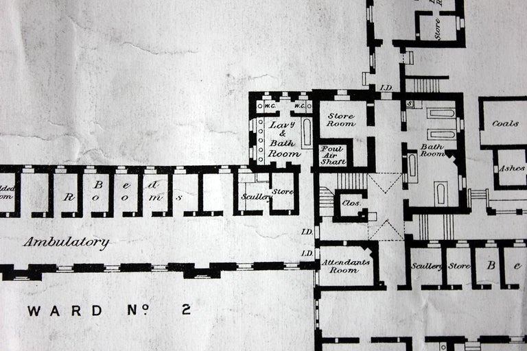 Large Victorian Architect’s Site Plan for Northumberland County Lunatic ...