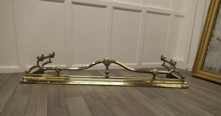 Large Victorian Art Nouveau Brass Fender For Sale at 1stDibs