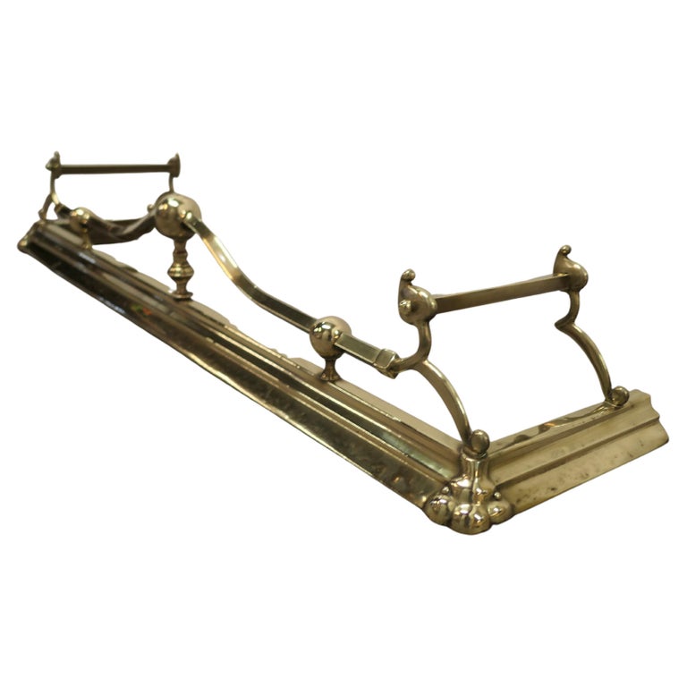 Large Victorian Art Nouveau Brass Fender For Sale at 1stDibs
