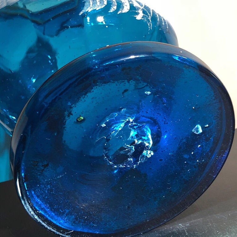 Large Victorian Blue Glass Vase, ‘Mary Gregory’ Type Child and Hoop ...