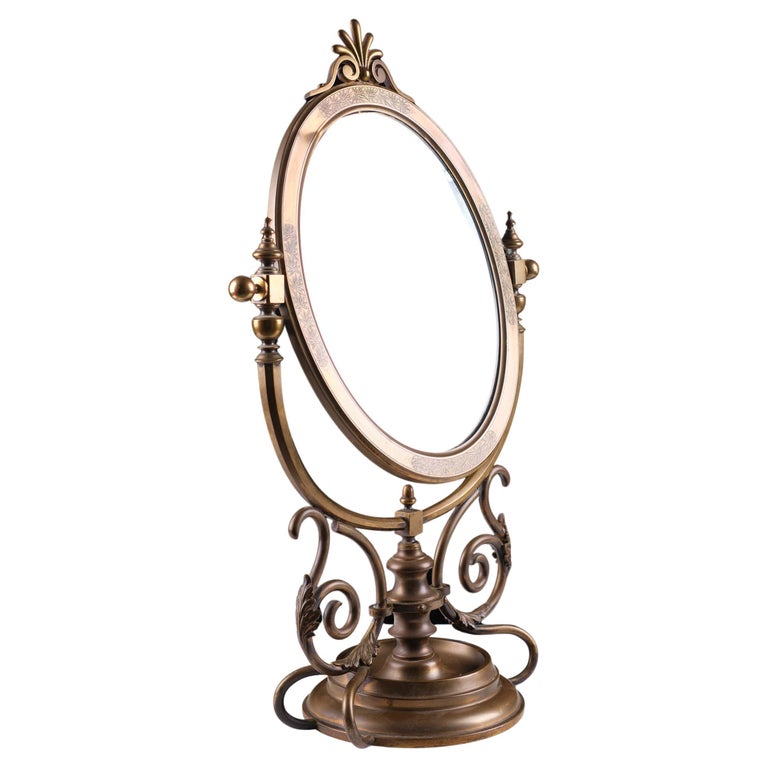 Large Victorian Brass Table Mirror, 1880s, England For Sale at 1stDibs