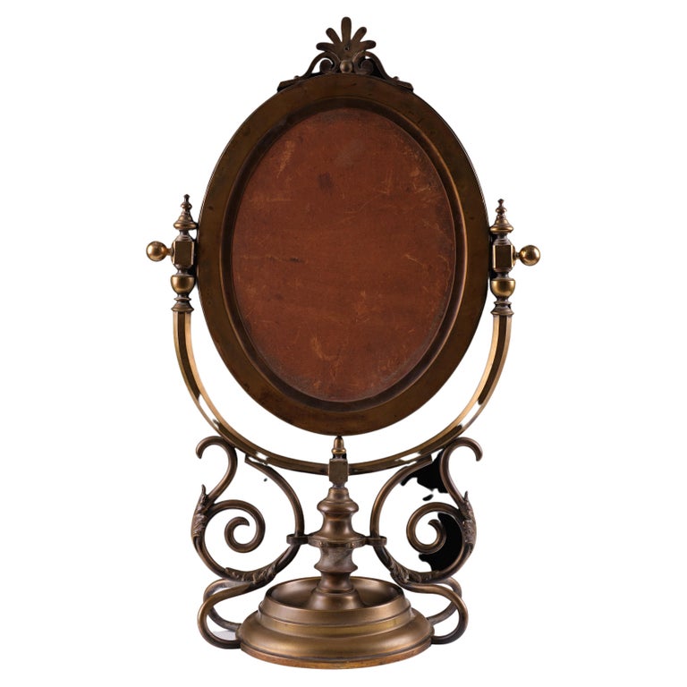 Large Victorian Brass Table Mirror, 1880s, England For Sale at 1stDibs