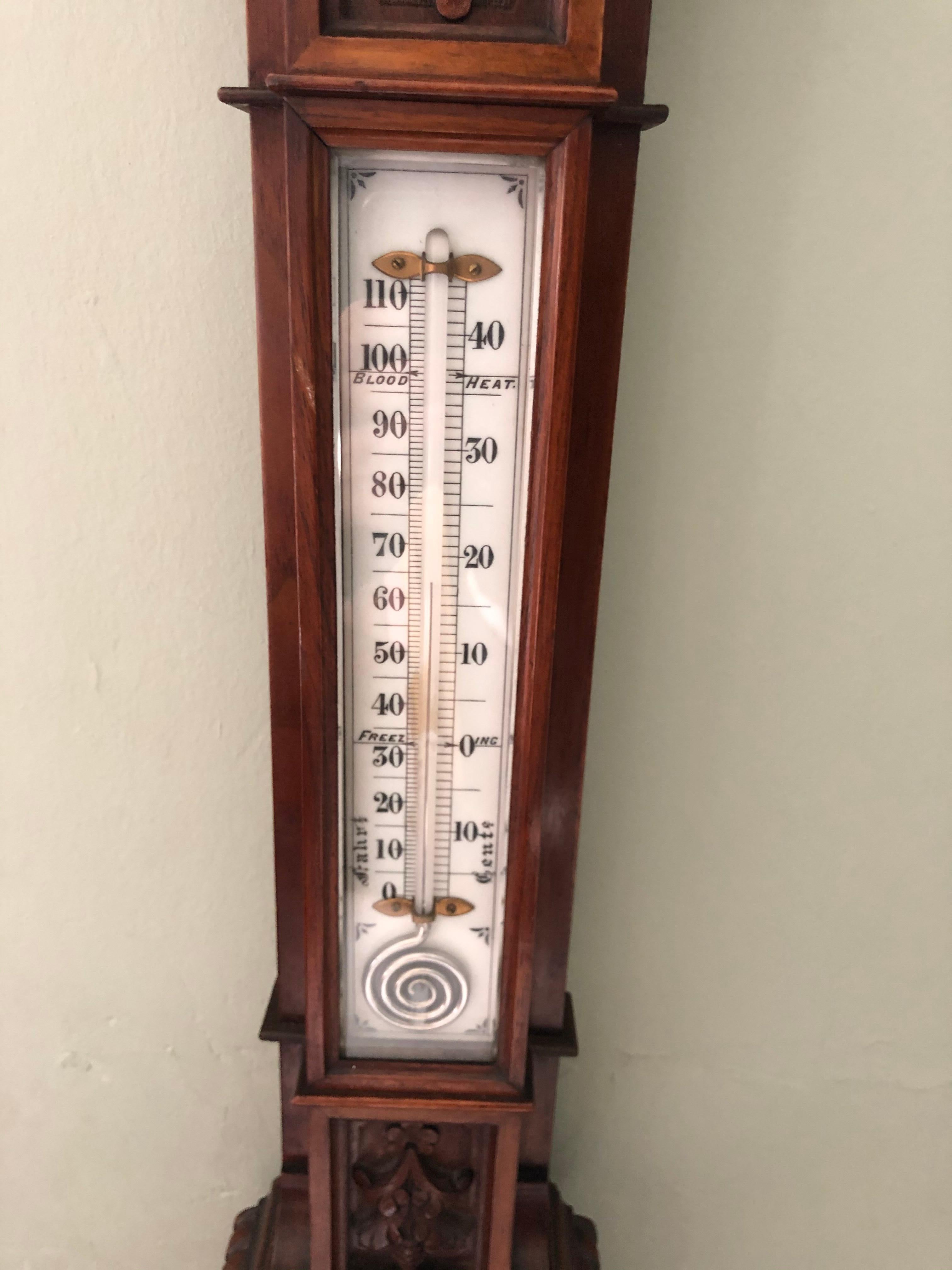 Large Victorian Carved Architectural Mercurial Barometer For Sale at ...