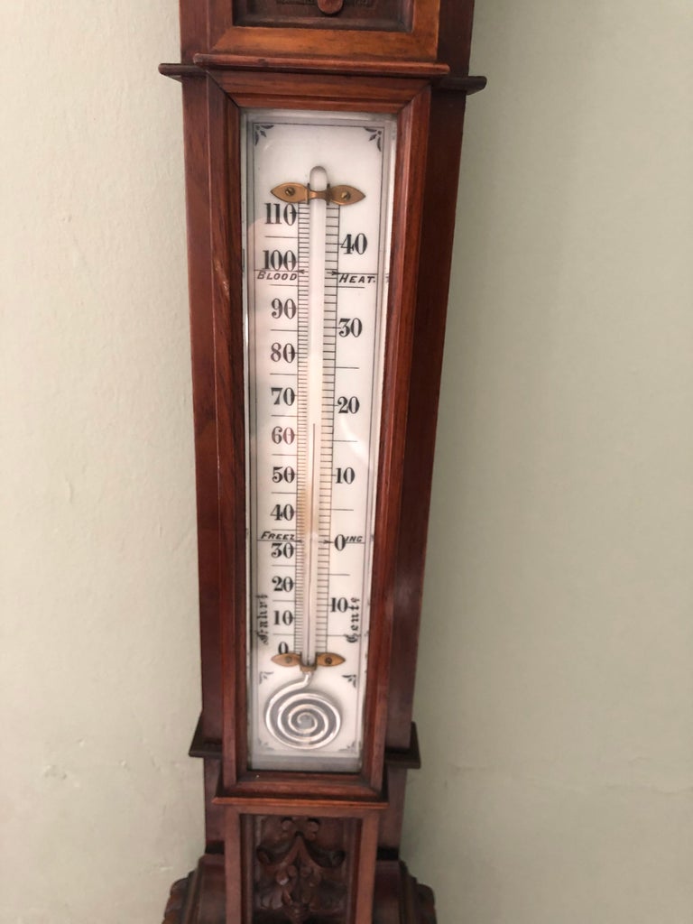 Large Victorian Carved Architectural Mercurial Barometer For Sale at ...