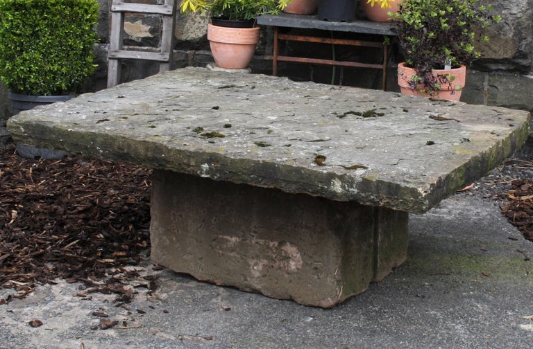 Large Victorian English York Stone Garden Table Weathered Stone Garden ...