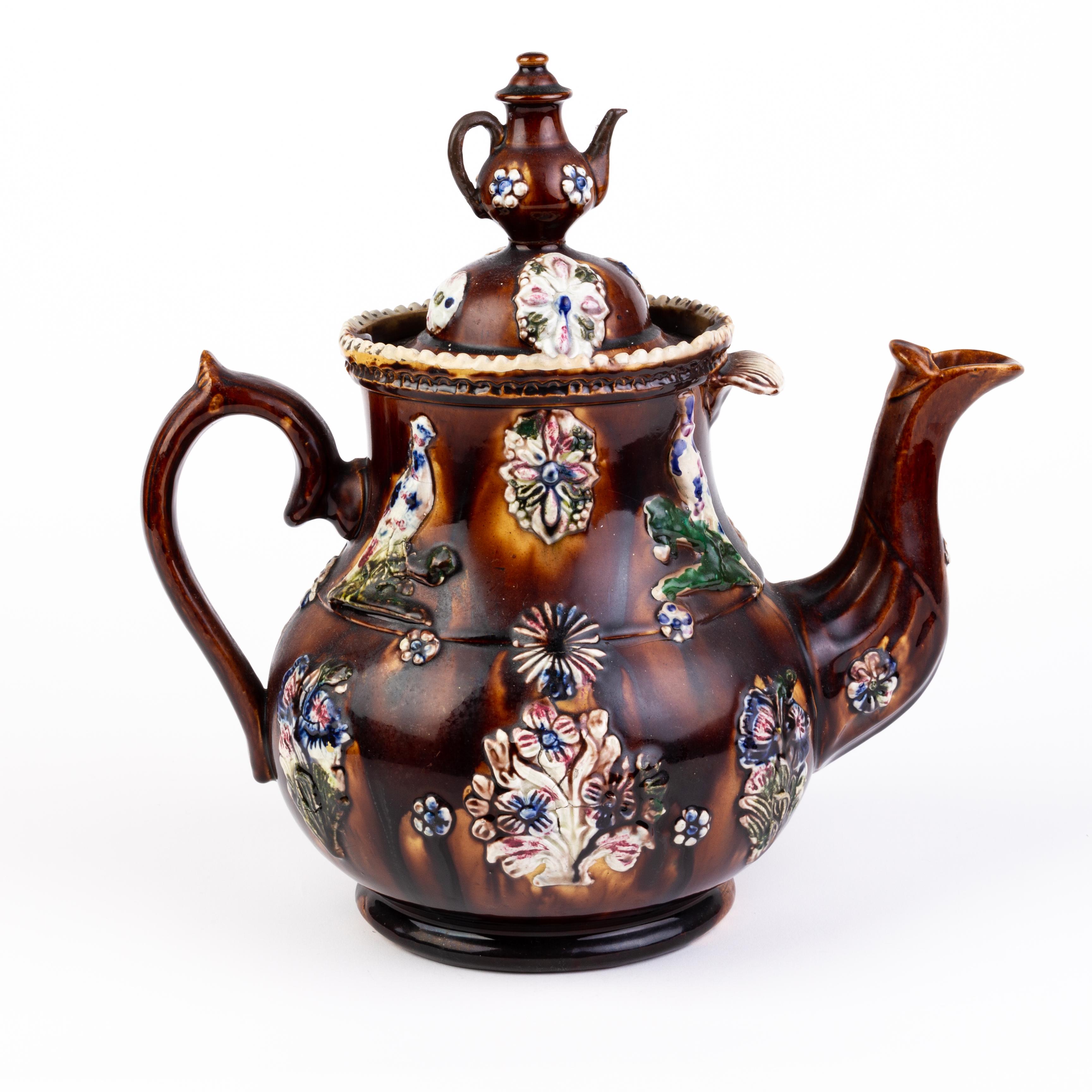Large Victorian Measham Bargeware Glazed Pottery Teapot 19th Century ...