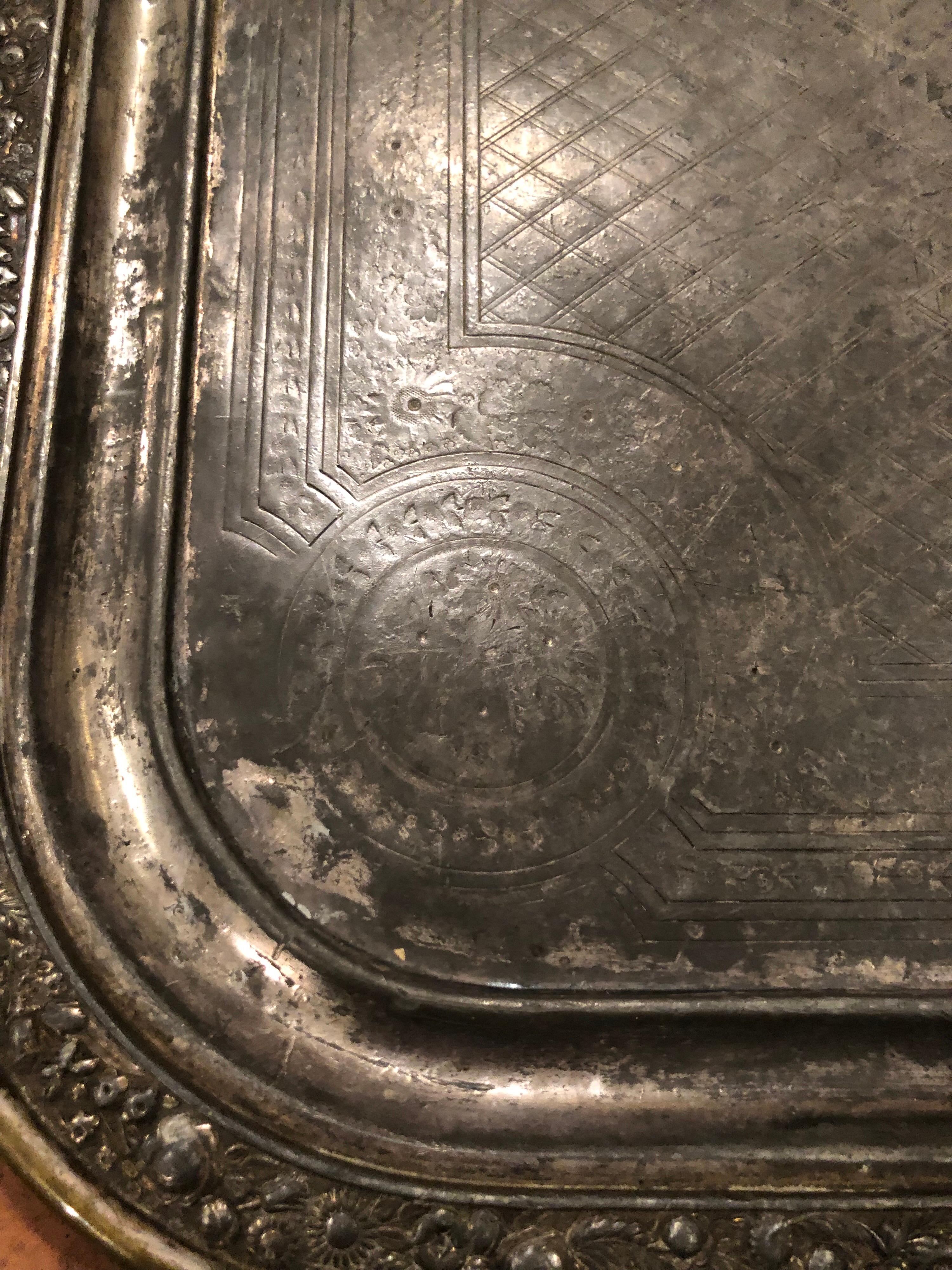 Large Victorian Metal Tray with Handles at 1stDibs | vintage glass tray ...