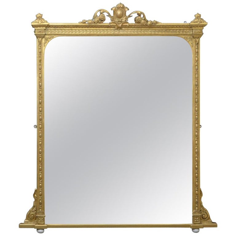 Large Victorian Overmantel Mirror at 1stDibs