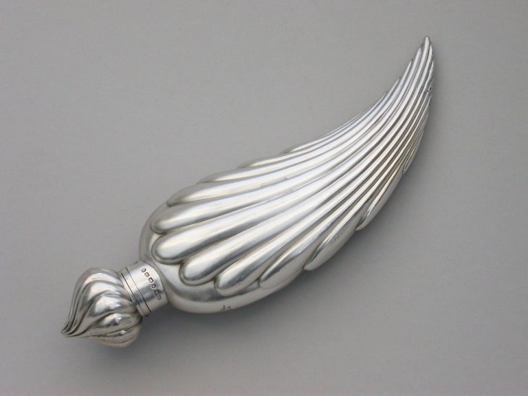 Large Victorian Silver Fluted Cornucopia Shaped Scent Flask Horton and ...