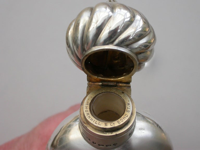 Large Victorian Silver Fluted Cornucopia Shaped Scent Flask Horton and ...