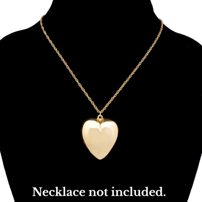 Large Vintage 14 Karat Gold Puffy Love Heart Pendant for Necklace 1950s ...