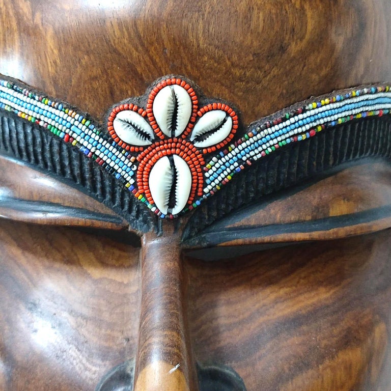 Large Vintage 2 ft Tall African Hand Carved Wood Wall Tribal Mask For ...