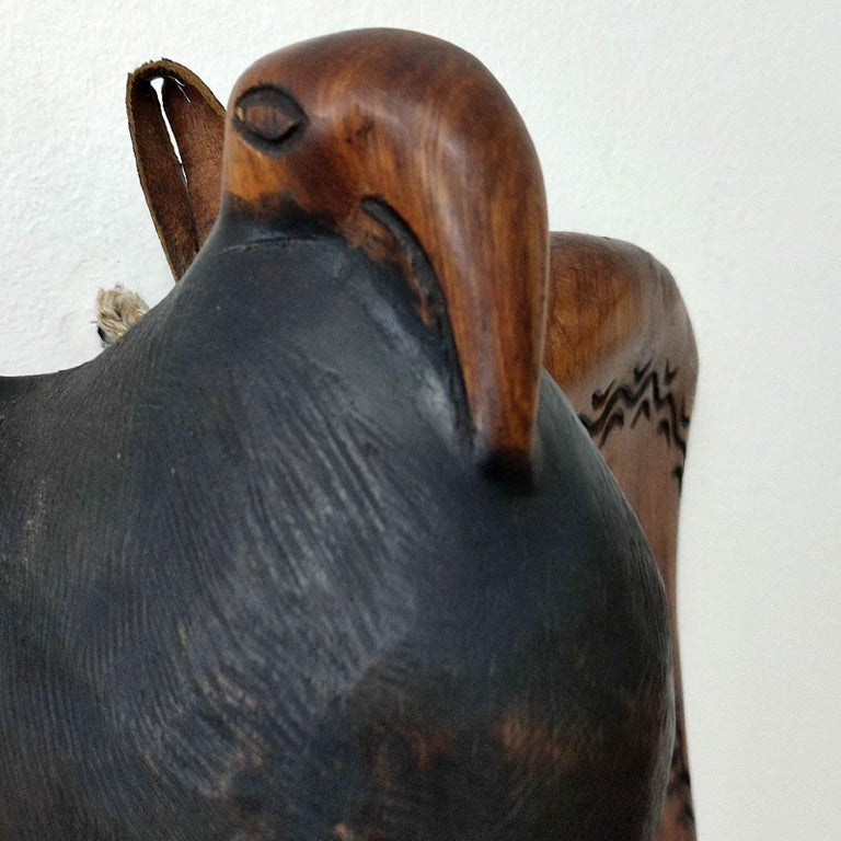 Large Vintage 2 ft Tall African Hand Carved Wood Wall Tribal Mask For ...