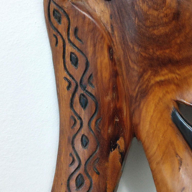Large Vintage 2 ft Tall African Hand Carved Wood Wall Tribal Mask For ...
