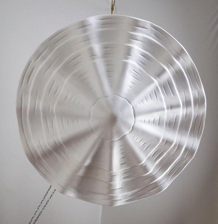 Large Vintage Undulating Ribbed Plaster Shell Light and Canopy at 1stDibs