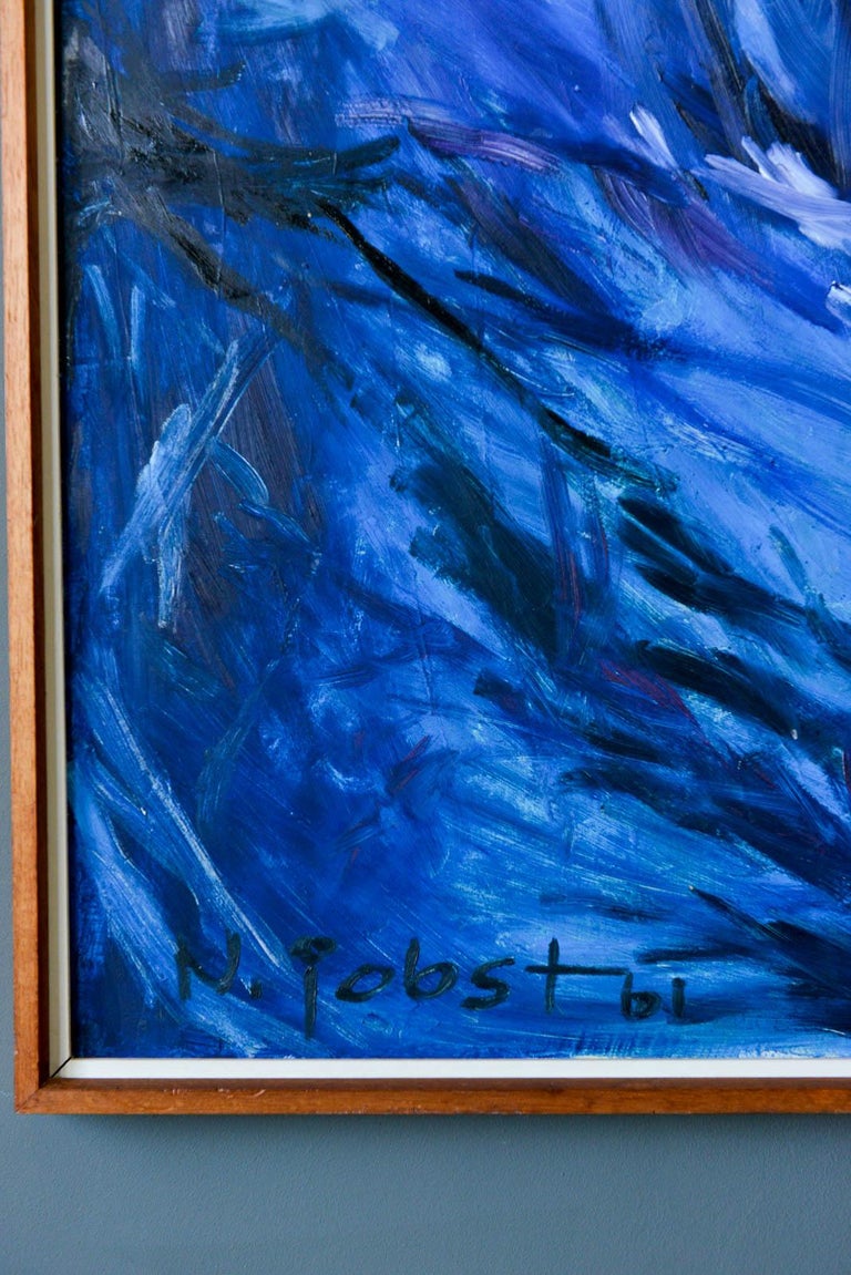 Large Vintage Abstract Painting by N. Jobst, 1961 at 1stDibs