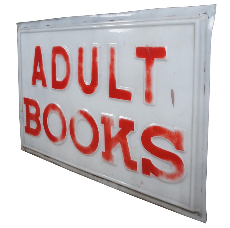 Large Vintage Adult Books Plastic Embossed Advertising Sign Vacuum Form ...