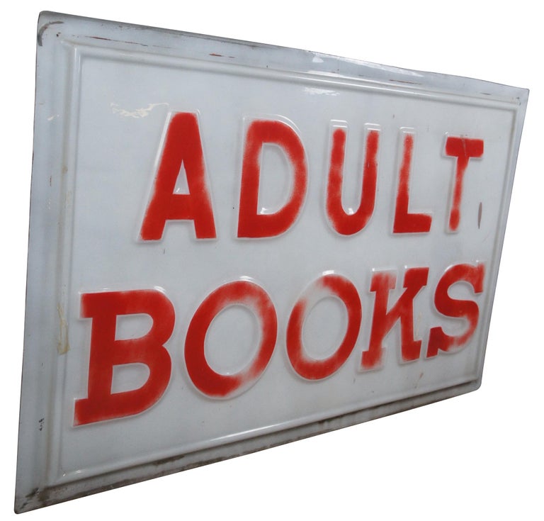 Large Vintage Adult Books Plastic Embossed Advertising Sign Vacuum Form ...