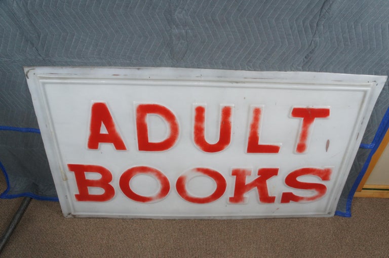 Large Vintage Adult Books Plastic Embossed Advertising Sign Vacuum Form ...