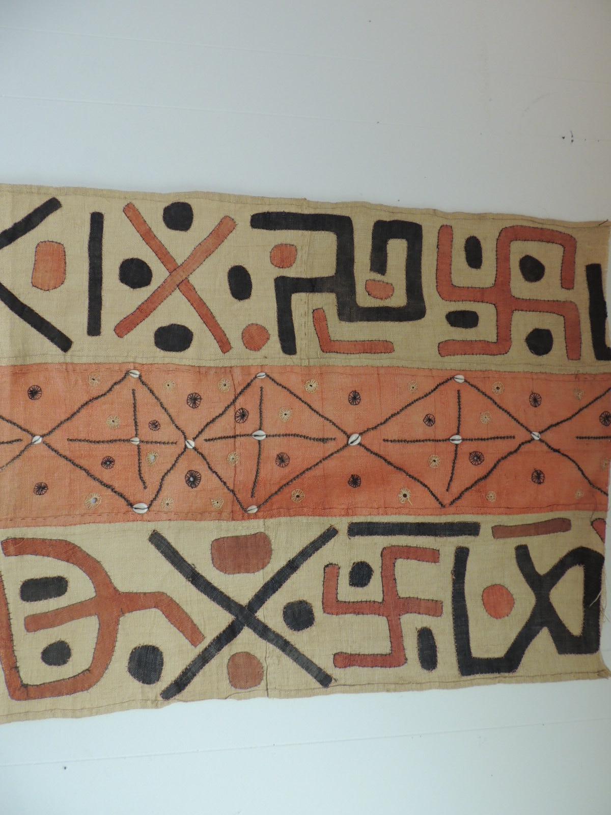 Large Vintage African Applique Ceremonial Applique Kuba Raffia Skirt ...