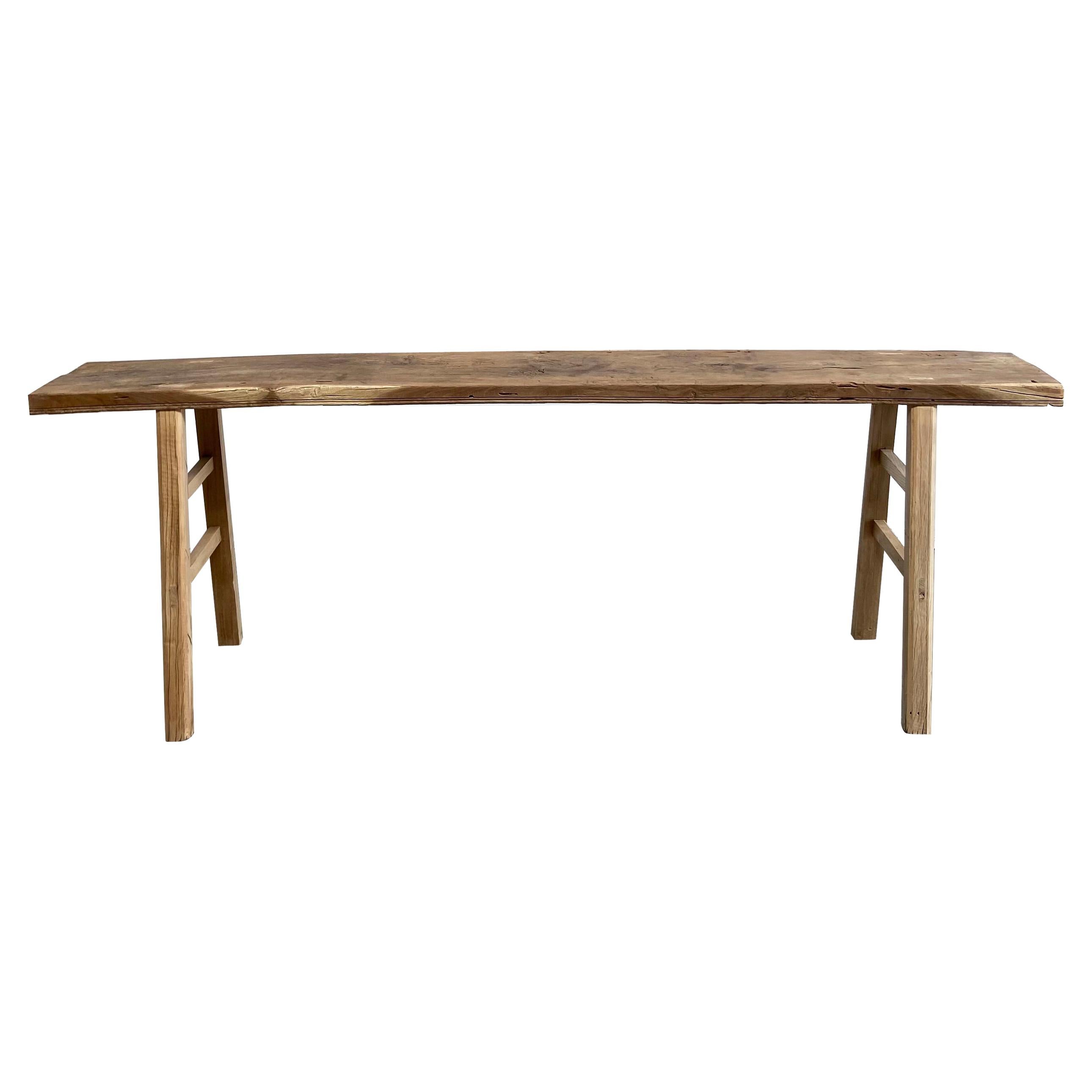 Antique Elm Wood Plank Console Table at 1stDibs