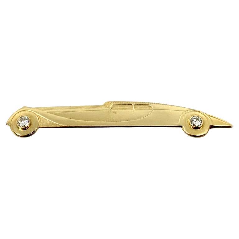 Large Vintage Art Deco Style Diamond 14K Gold Exotic Classic Car Brooch ...