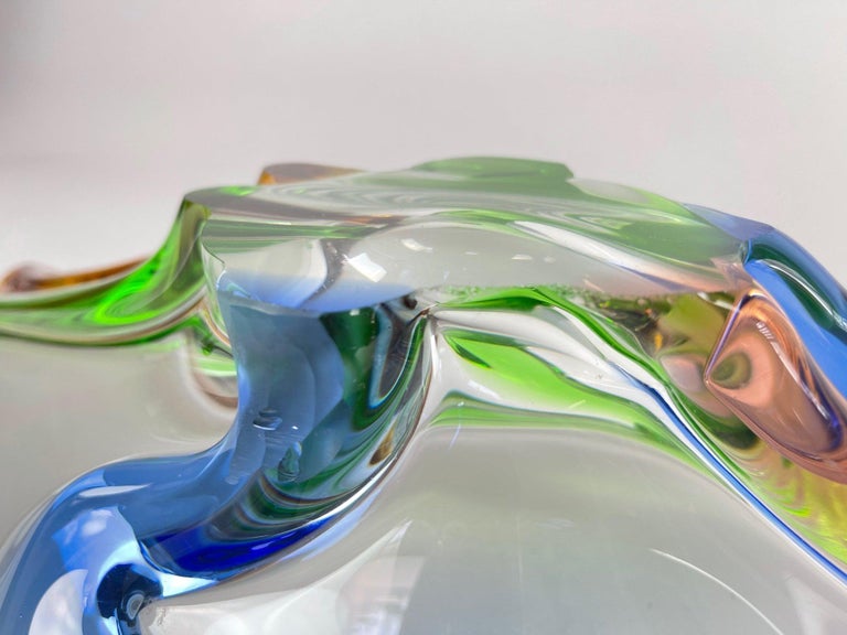 Large Vintage Art Glass Bowl by Frantisek Zemek for Mstisov Glassworks ...