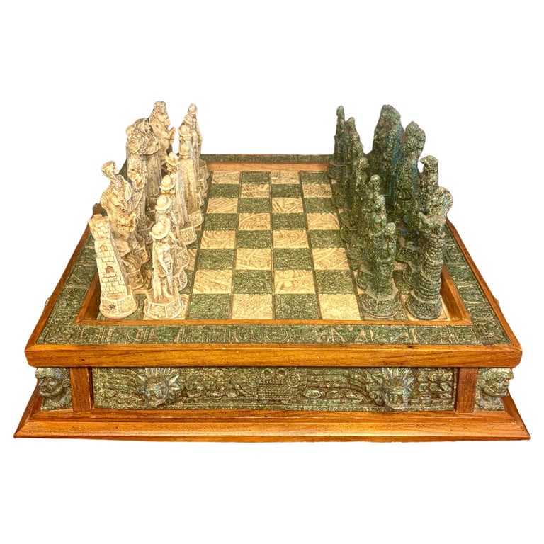 aztec chess set stone