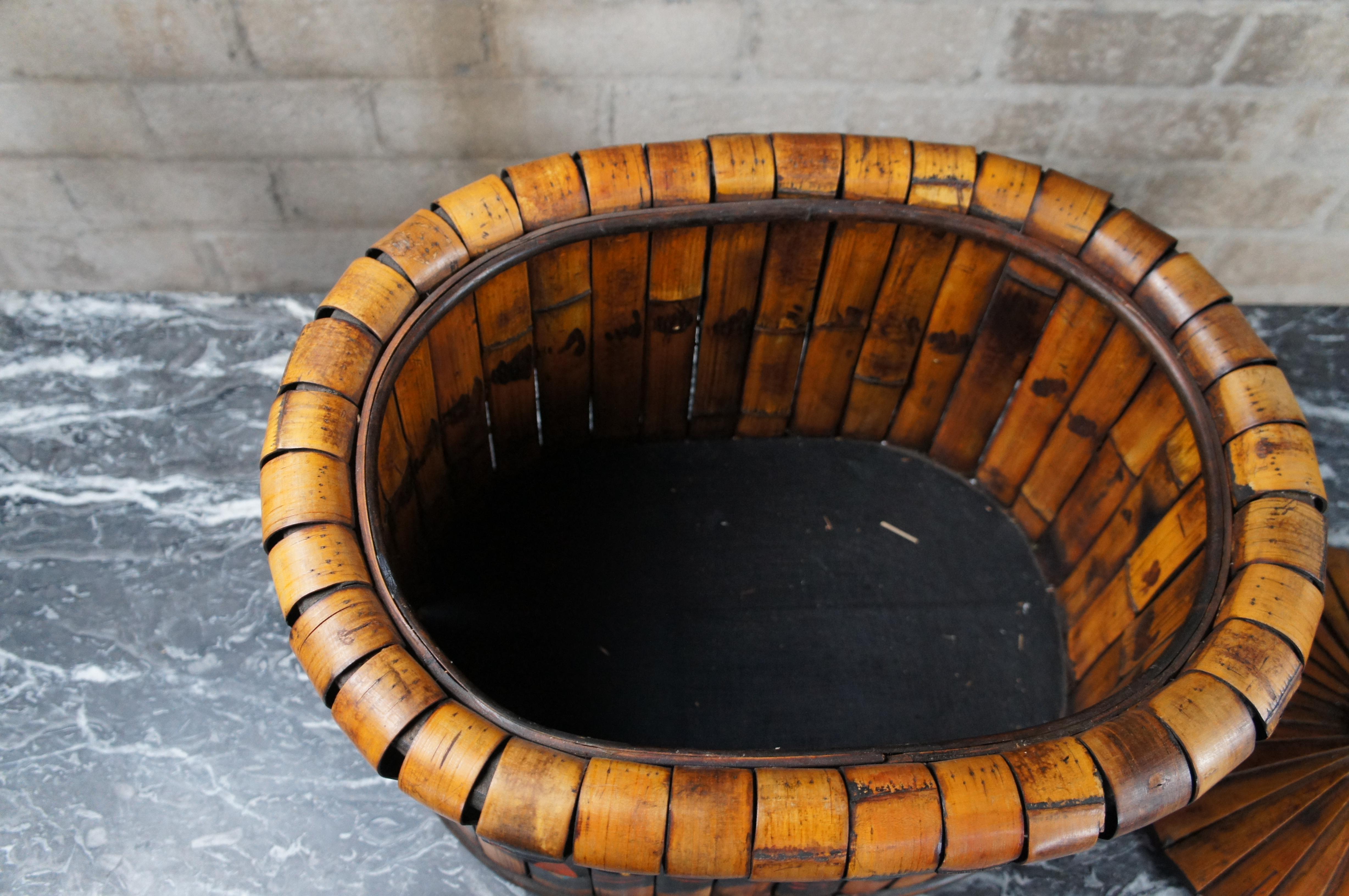 Large Vintage Bamboo Lidded Storage Box Chinoiserie Modern Container ...