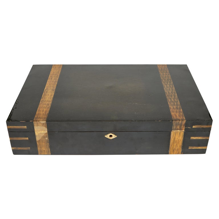 Large Vintage Black Lacquer Box at 1stDibs
