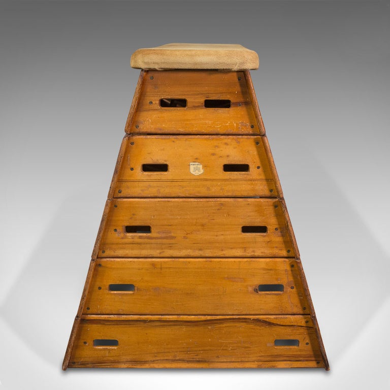 Large Vintage Box Vault, English, Beech, Suede, Gymnastic Apparatus ...