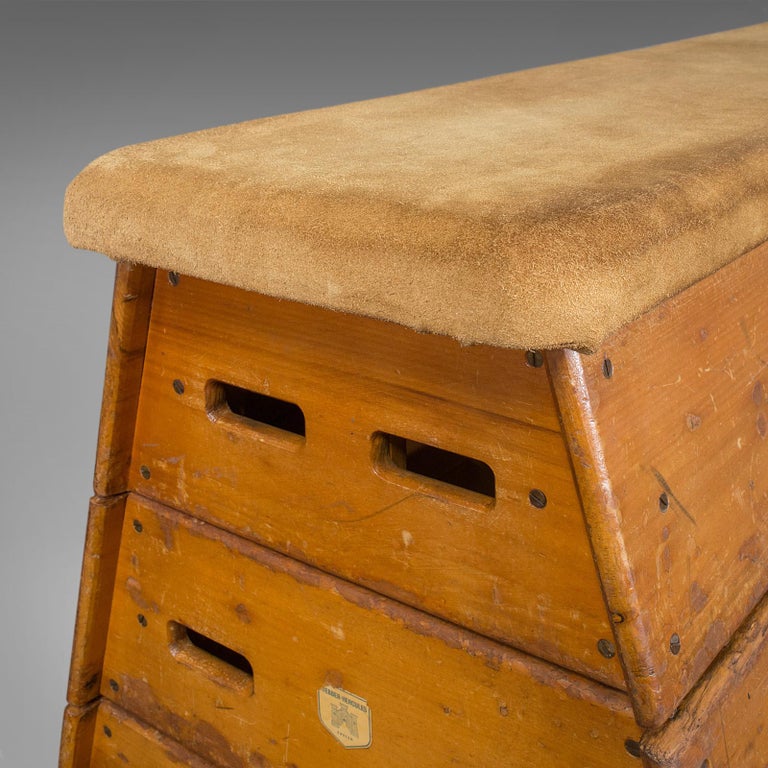 Large Vintage Box Vault, English, Beech, Suede, Gymnastic Apparatus ...