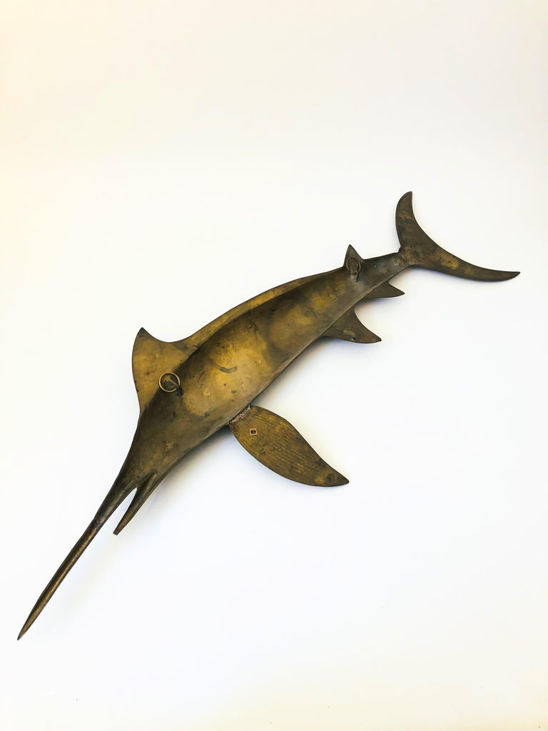 Large Vintage Brass Marlin Wall Hanging at 1stDibs