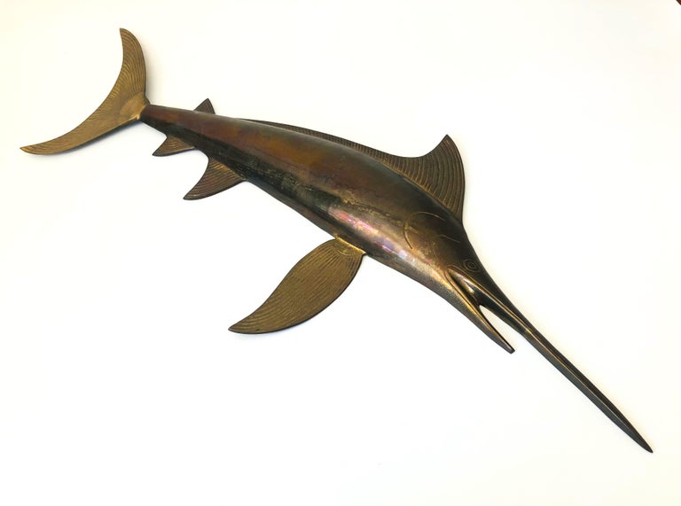 Large Vintage Brass Marlin Wall Hanging at 1stDibs