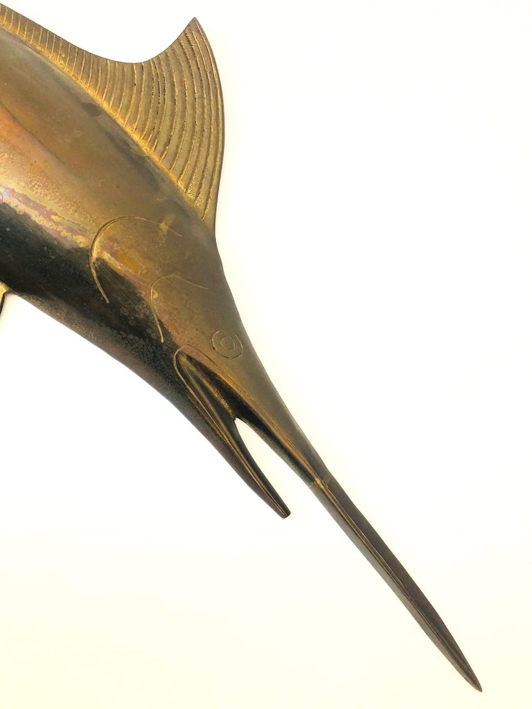 Large Vintage Brass Marlin Wall Hanging at 1stDibs
