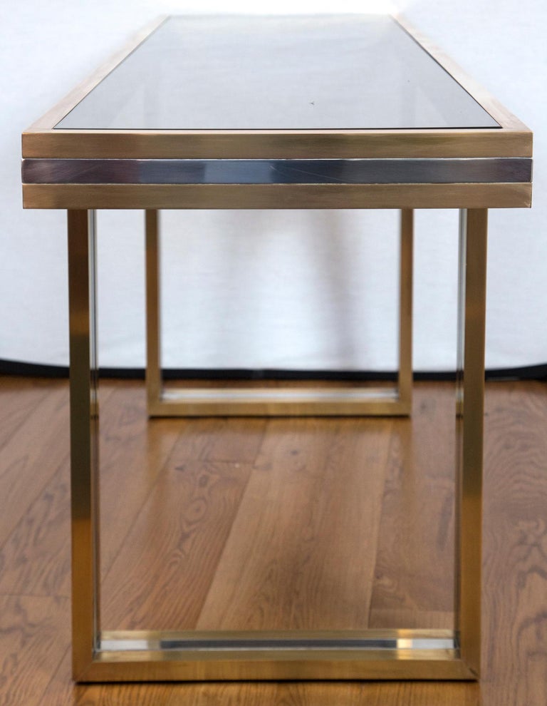 Large Vintage Brass and Nickel Console Table, Signed Romeo Rega For ...