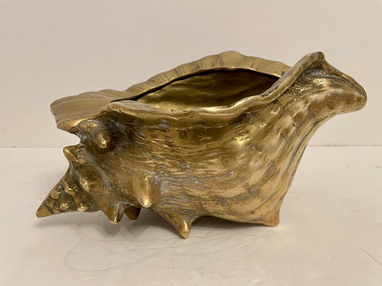 Large Vintage Brass Seashell Planter For Sale at 1stDibs