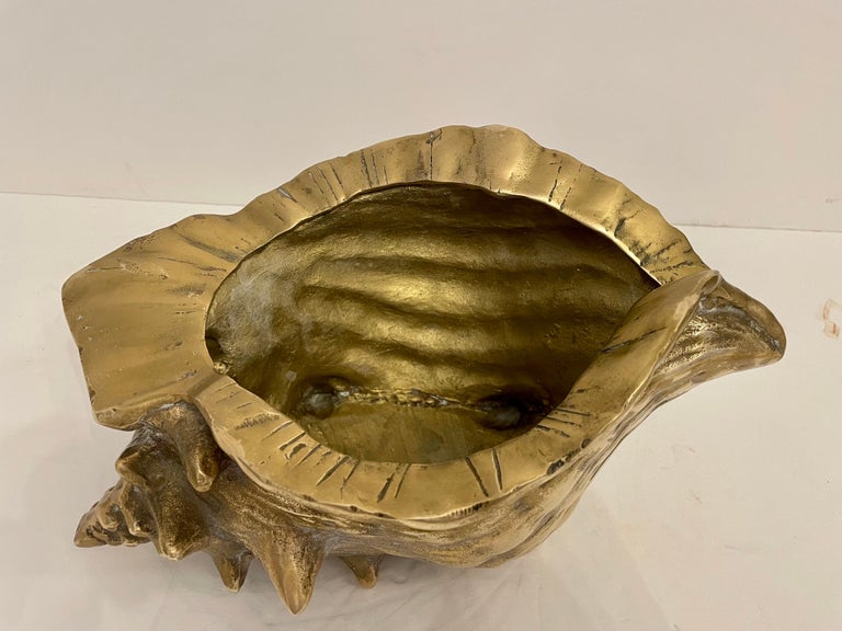 Large Vintage Brass Seashell Planter For Sale at 1stDibs