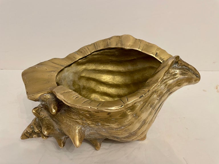Large Vintage Brass Seashell Planter For Sale at 1stDibs