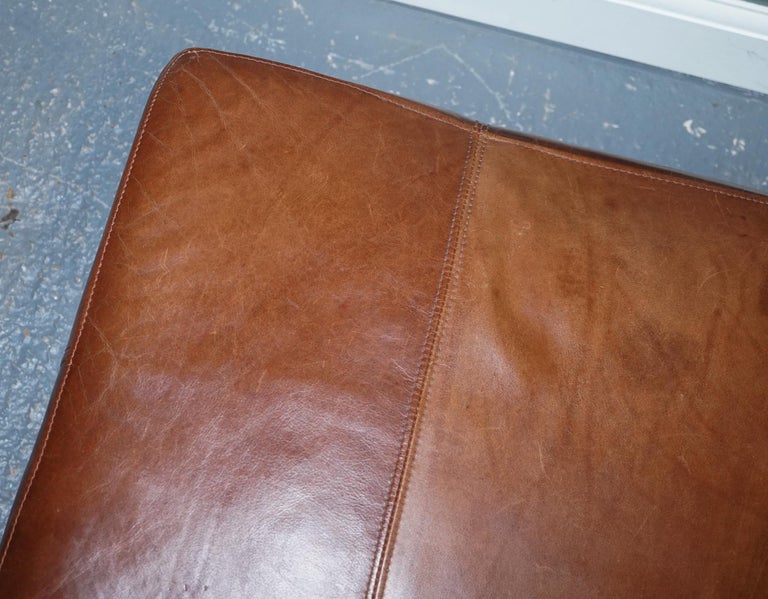 Large Vintage Brown Leather Footstool Ottoman Made by Halo For Sale at ...