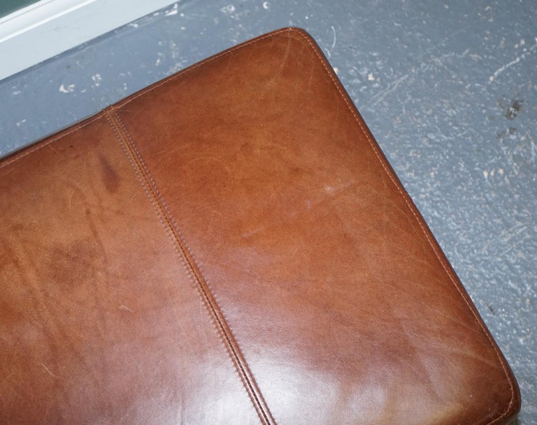 Large Vintage Brown Leather Footstool Ottoman Made by Halo For Sale at ...